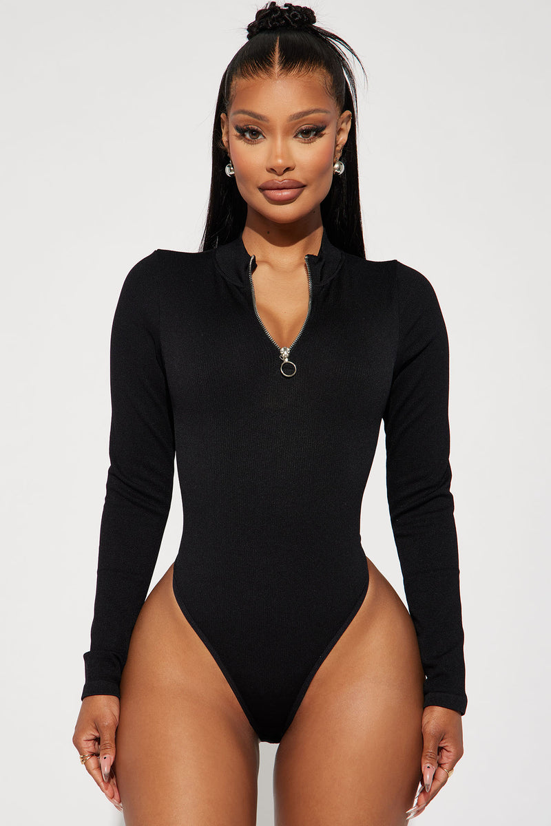 Alex Long Sleeve Seamless Bodysuit - Black | Fashion Nova, Bodysuits | Fashion Nova