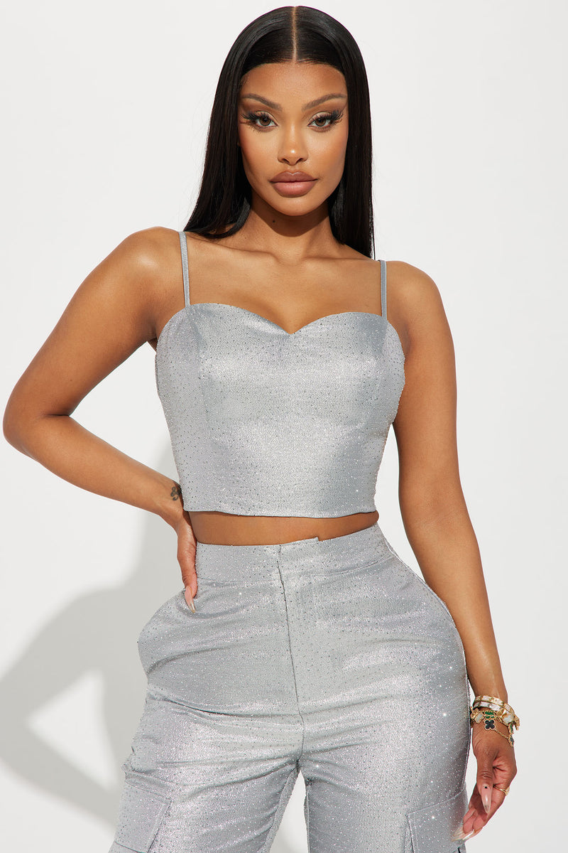 Pure Attraction Metallic Pant Set - Silver | Fashion Nova, Matching Sets | Fashion Nova
