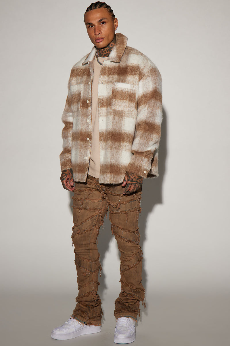 In All Ways Fray Stacked Skinny Flare Pants - Tan/Multi | Fashion Nova, Mens Pants | Fashion Nova