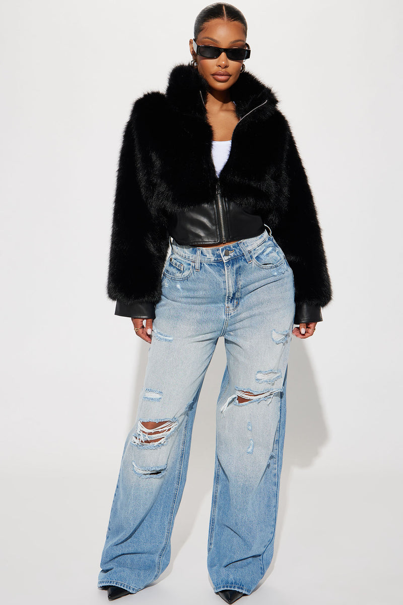 Cozy With You Faux Fur Jacket Black Fashion Nova Jackets And Coats