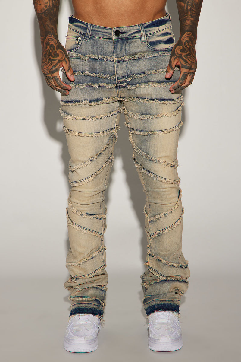 In All Ways Fray Stacked Skinny Flare Jeans Medium Wash Fashion