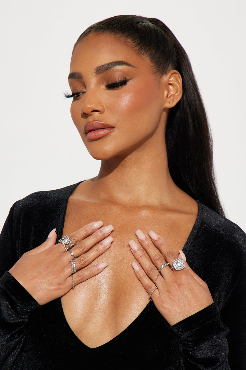 Caught My Attention 10 Piece Ring Set Silver Fashion Nova Jewelry