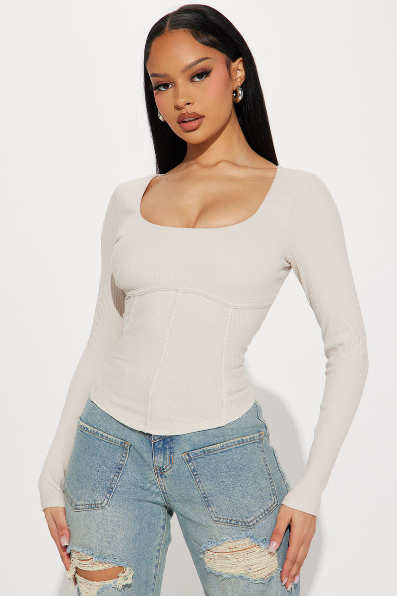 On DND Ribbed Corset Top - Ivory | Fashion Nova, Knit Tops | Fashion Nova