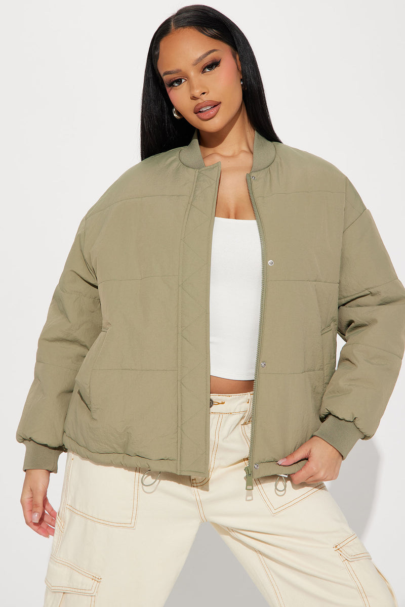 Riley Quilted Bomber Jacket - Sage | Fashion Nova, Jackets & Coats | Fashion Nova