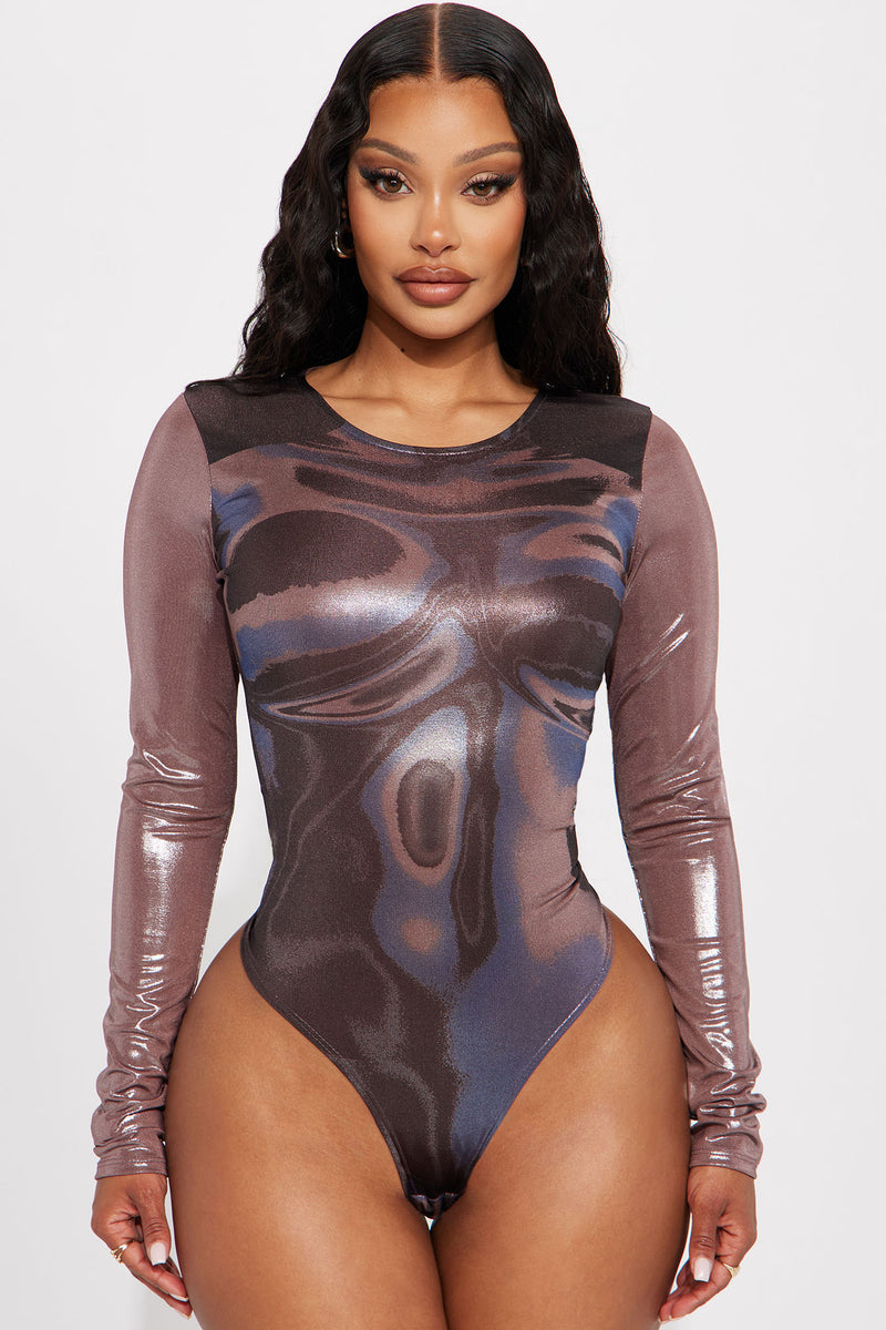Glowing Different Long Sleeve Bodysuit - Bronze | Fashion Nova, Bodysuits | Fashion Nova