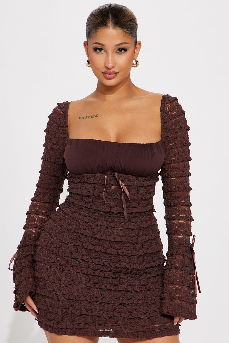 Espresso Lace Mini Dress - Brown | Fashion Nova, Dresses | Fashion Nova