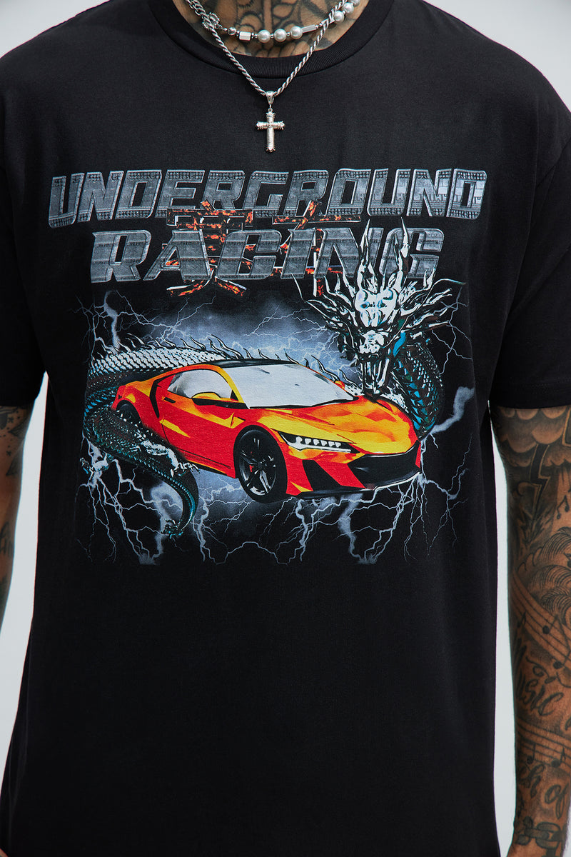 Underground Racing Short Sleeve Tee - Black | Fashion Nova, Mens Graphic Tees | Fashion Nova