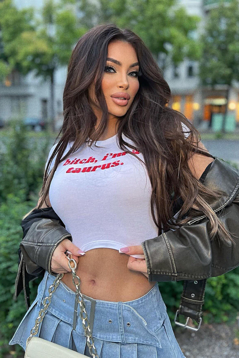 Bitch I'm A Taurus Fitted Tee - White | Fashion Nova, Screens Tops and Bottoms | Fashion Nova