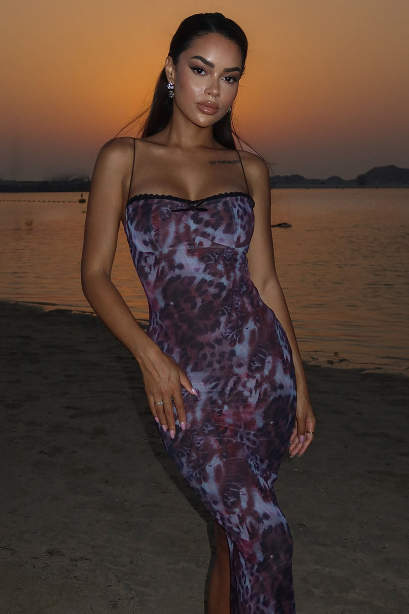 Avery Mesh Leopard Midi Dress Brown Fashion Nova Dresses Fashion