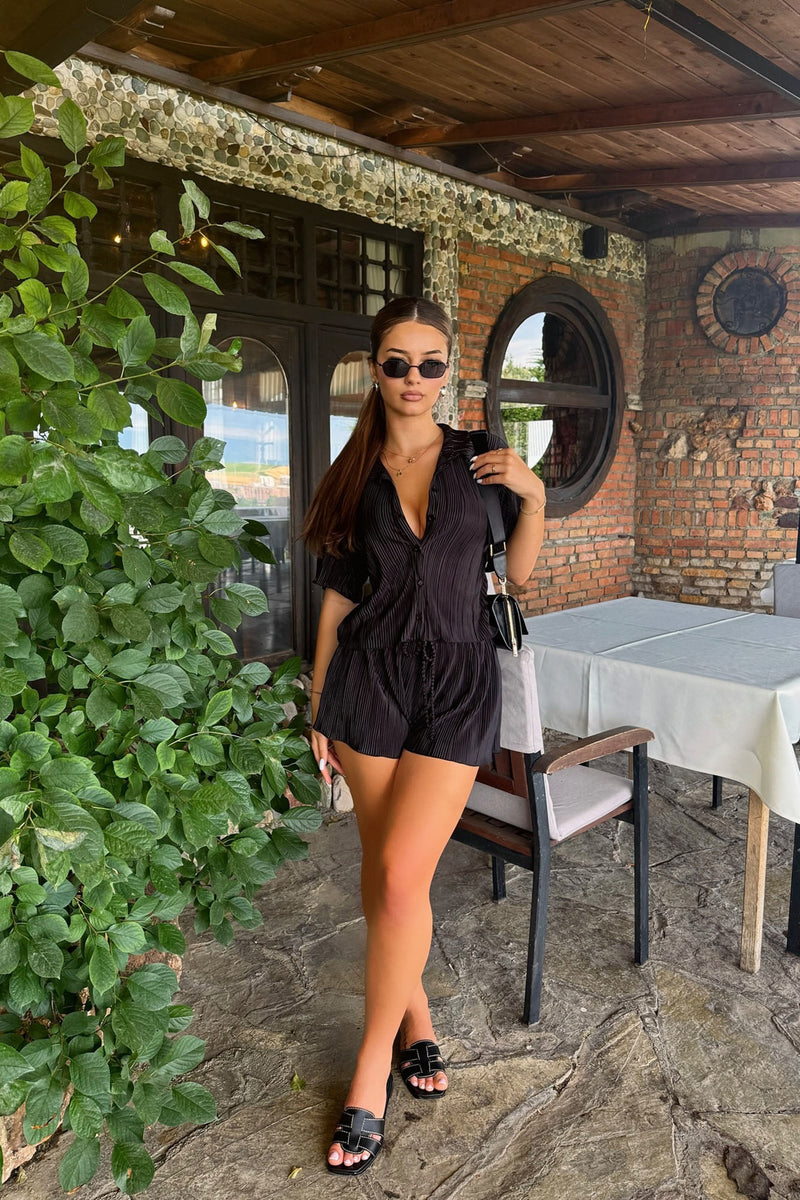 Julia Plisse Short Set - Black | Fashion Nova, Matching Sets | Fashion Nova