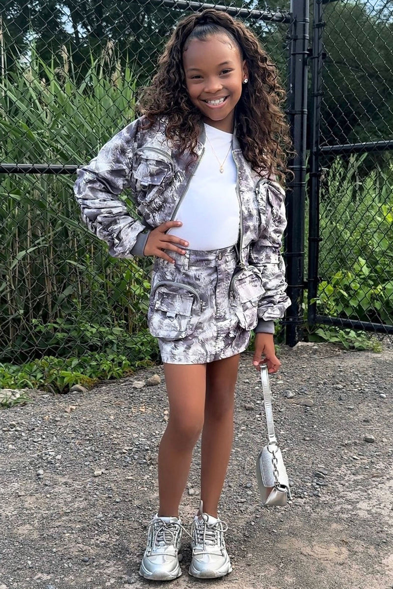 Mini Kaya Camo Skirt Set - Grey/combo | Fashion Nova, Kids Sets | Fashion Nova