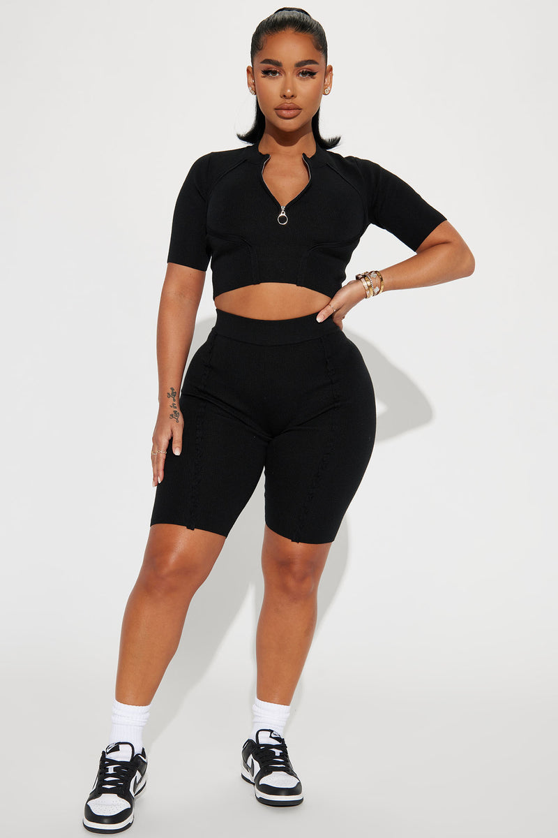 It Won't Stop Biker Short Set - Black | Fashion Nova, Matching Sets | Fashion Nova