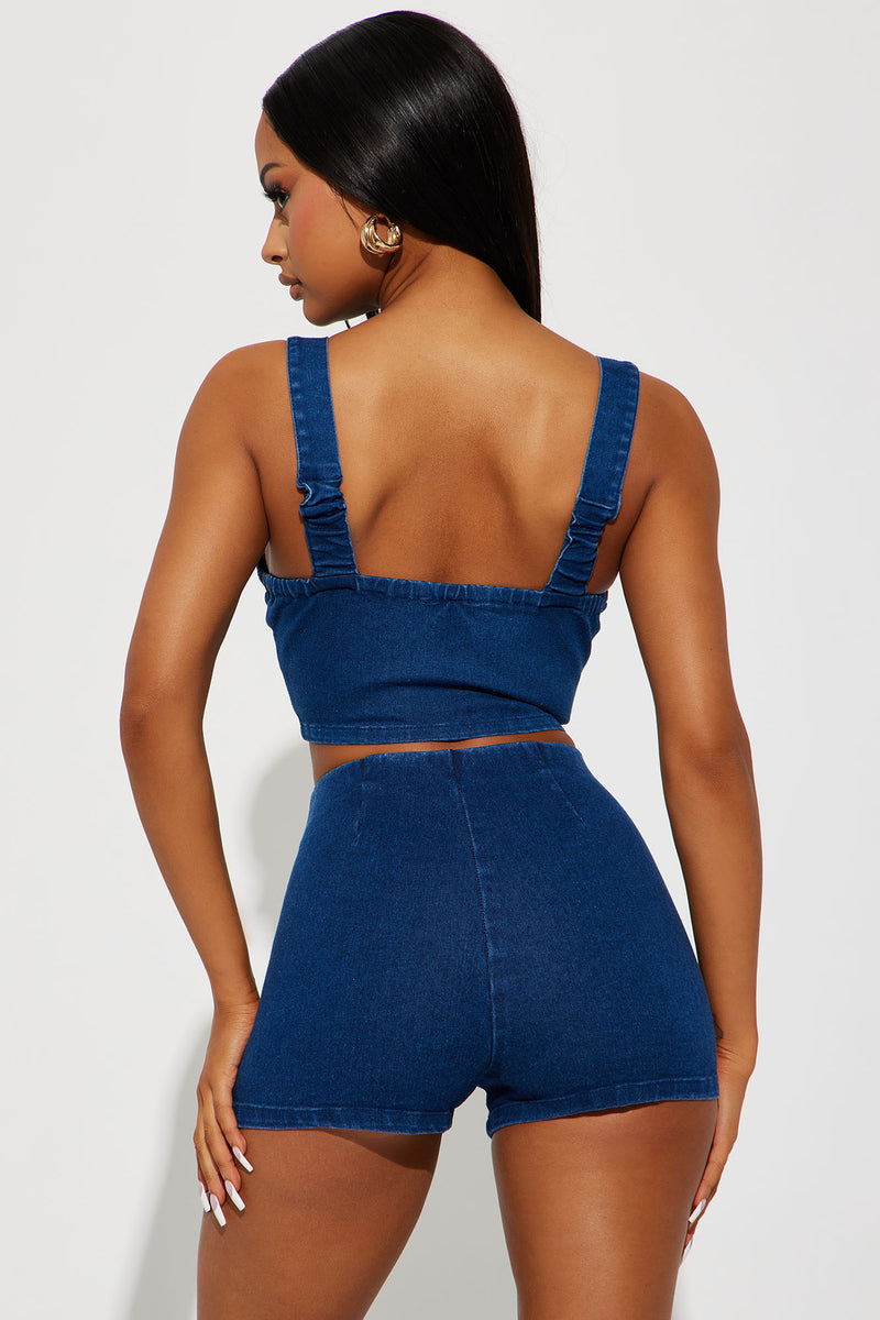 Dorit Denim Short Set - Dark Denim | Fashion Nova, Matching Sets | Fashion Nova