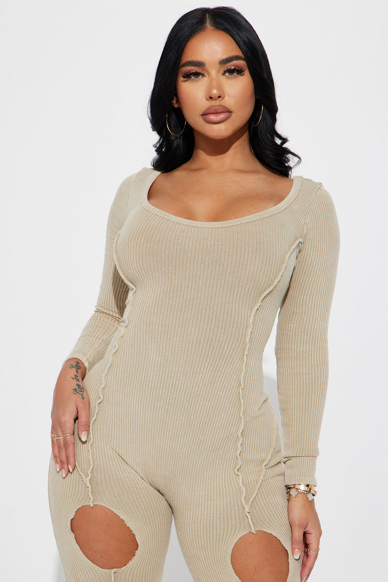 Devin Mineral Wash Rib Jumpsuit - Taupe | Fashion Nova, Jumpsuits | Fashion Nova