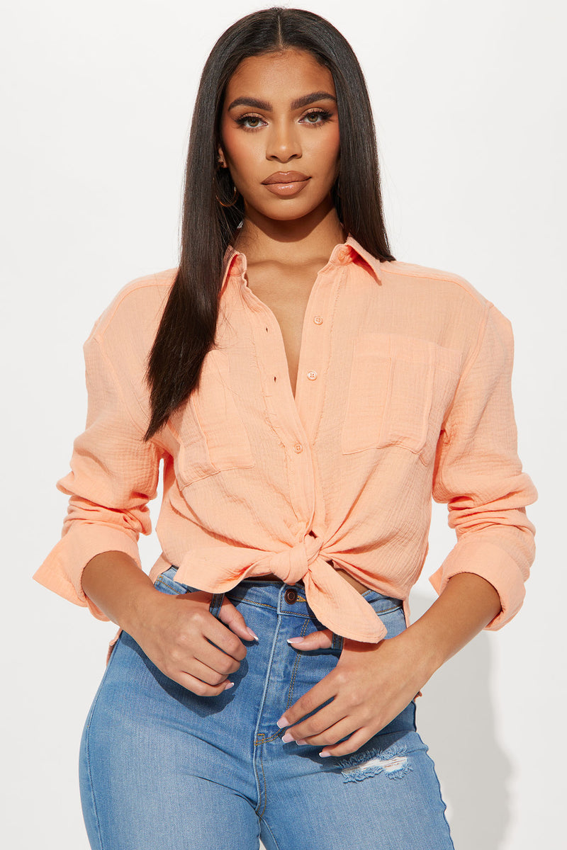Willow Oversized Gauze Shirt - Peach | Fashion Nova, Shirts & Blouses | Fashion Nova