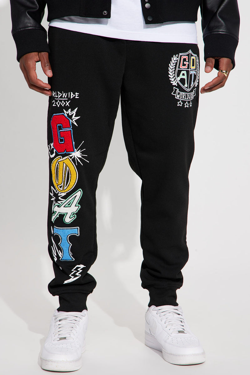 Goat Collegiate Joggers - Black | Fashion Nova, Mens Fleece Bottoms | Fashion Nova