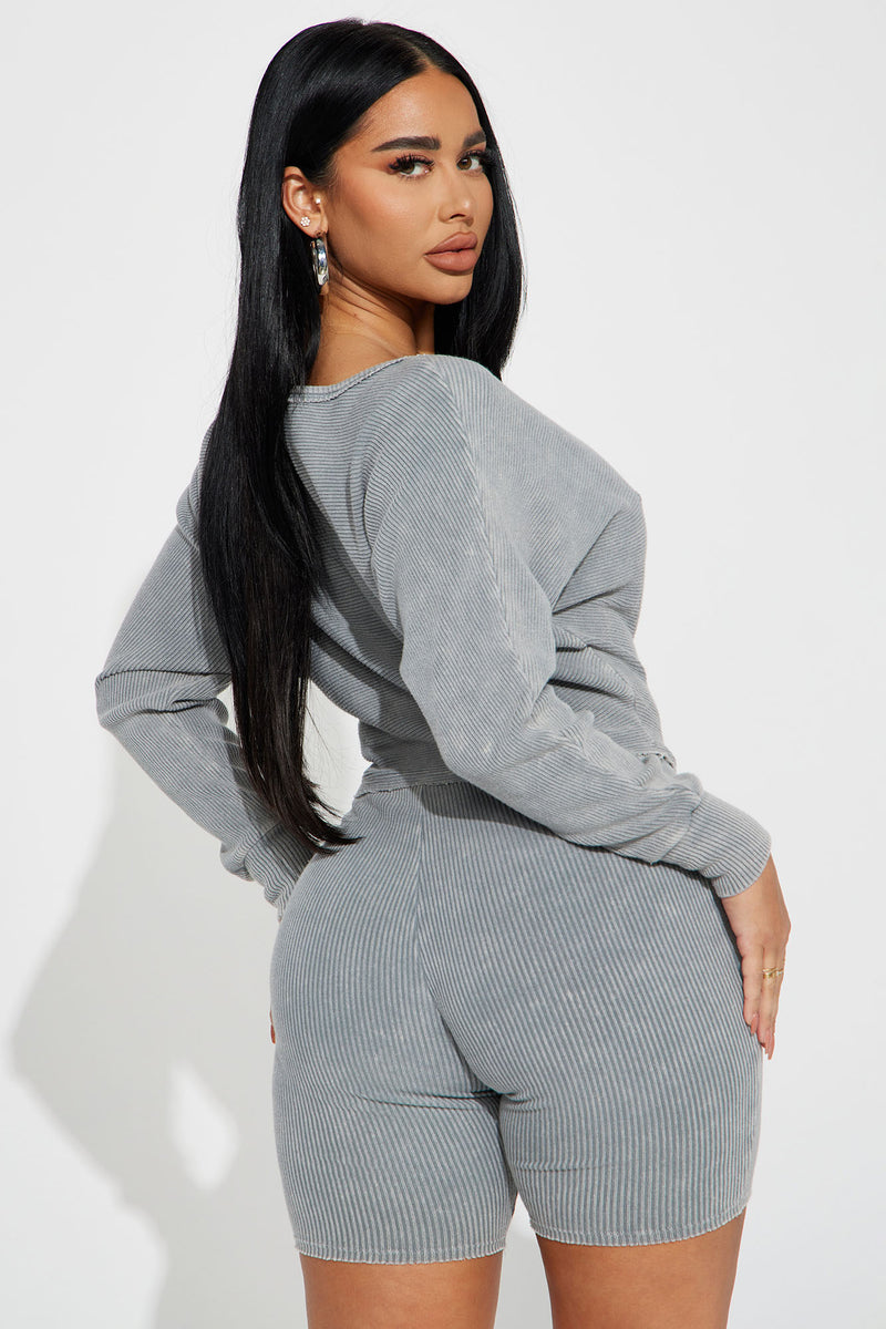 Miley Mineral Wash Biker Short Set - Charcoal | Fashion Nova, Matching Sets | Fashion Nova