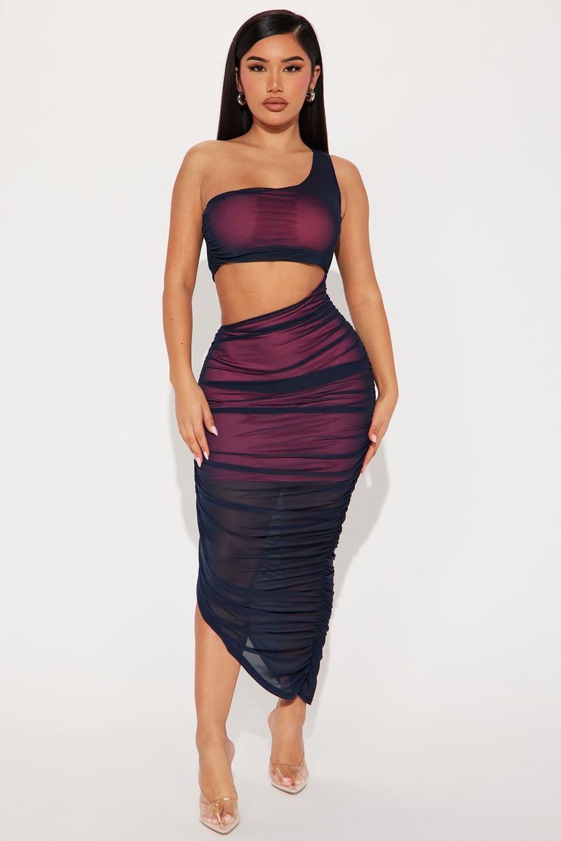 Viola Aura Mesh Midi Dress - Navy/combo | Fashion Nova, Dresses | Fashion Nova