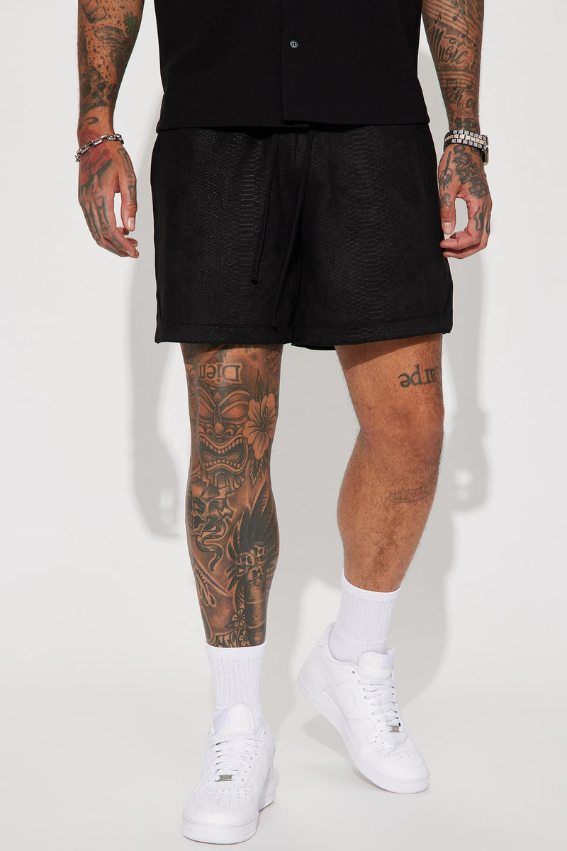 Julian Python Faux Suede Shorts - Black | Fashion Nova, Mens Shorts | Fashion Nova