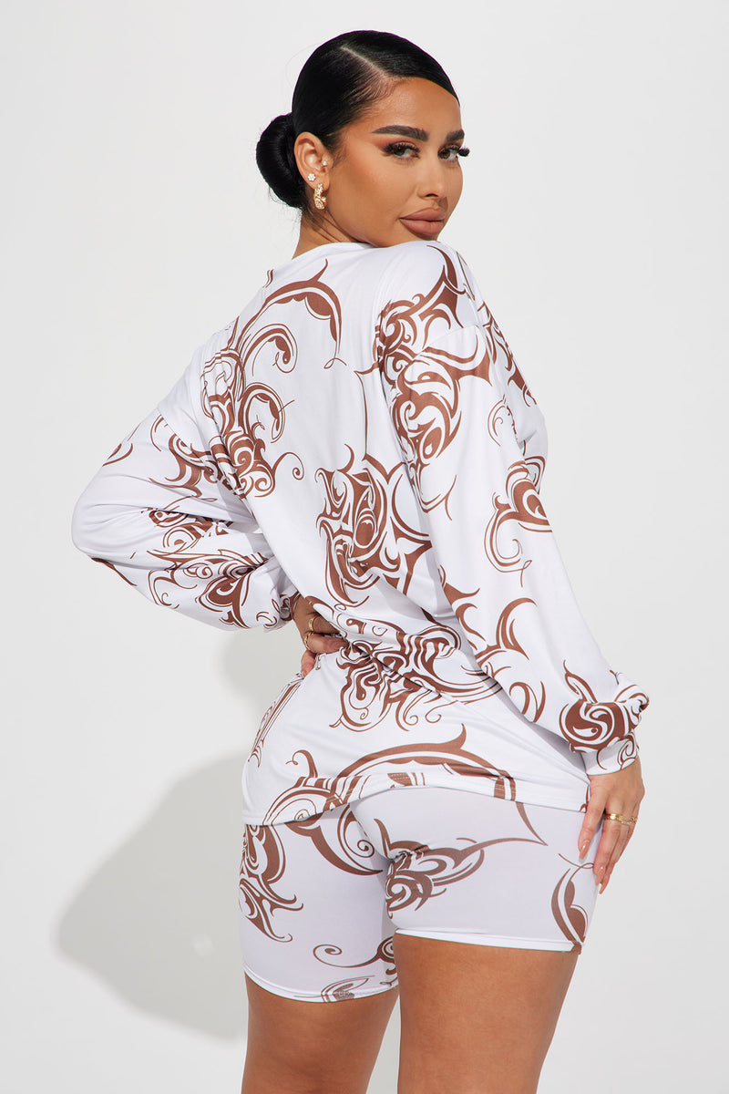 Blaming You Biker Short Set - Cream/combo | Fashion Nova, Matching Sets | Fashion Nova