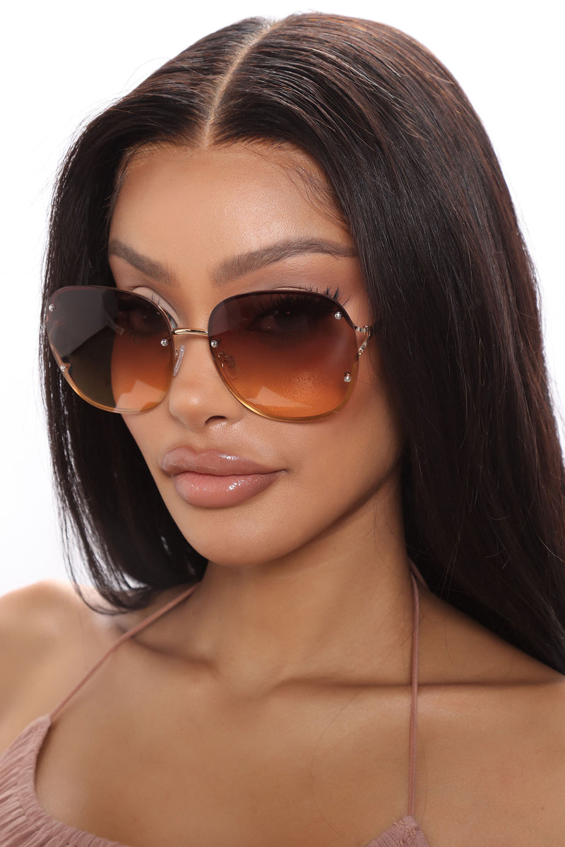 Handle Your Business Round Sunglasses Brown Combo Fashion Nova