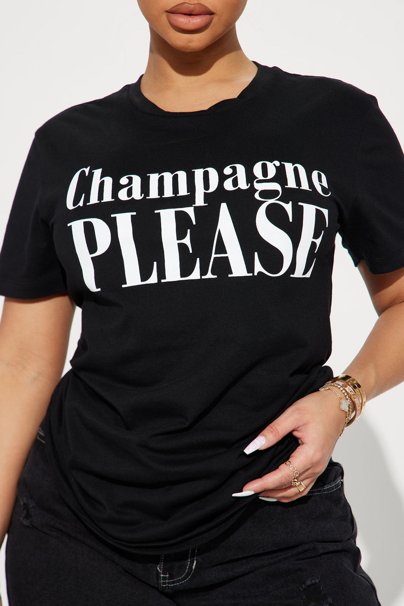 Champagne Please Graphic Tee - Black | Fashion Nova, Screens Tops and Bottoms | Fashion Nova