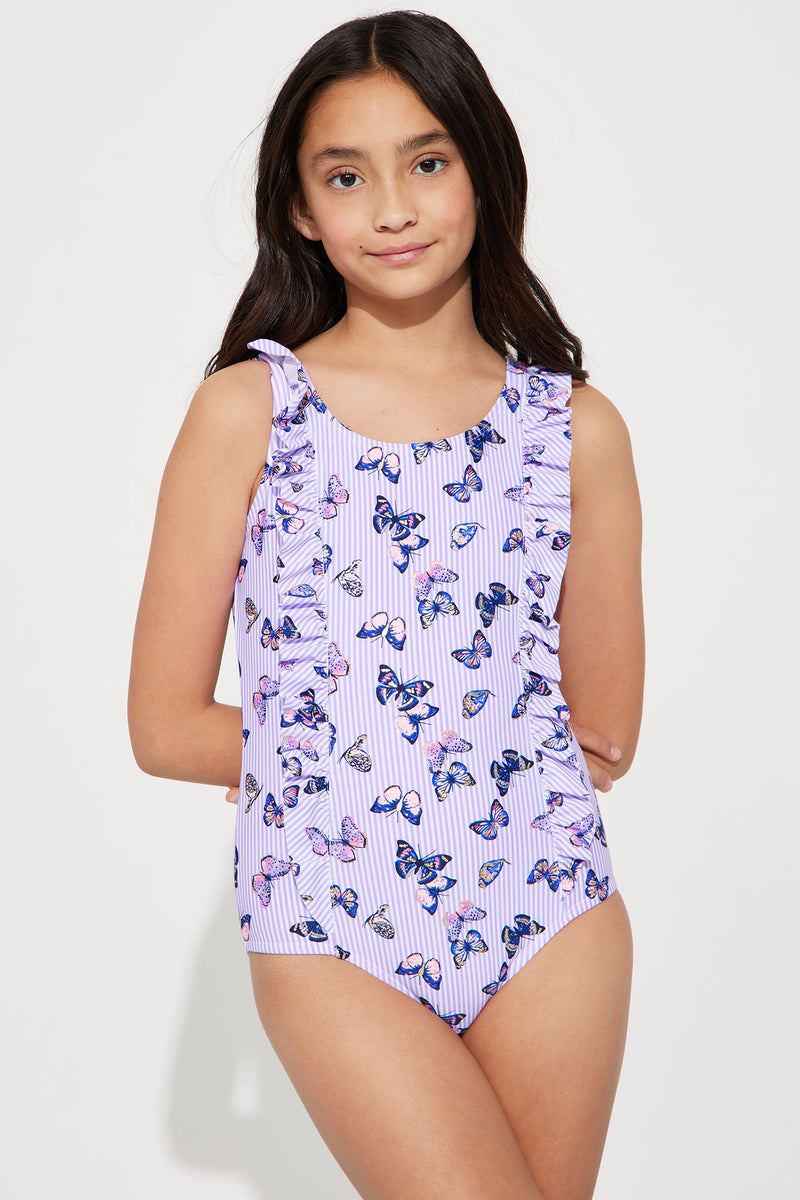 Mini Flutter Hearts One Piece Swimsuit - Lilac | Fashion Nova, Kids Swimwear | Fashion Nova