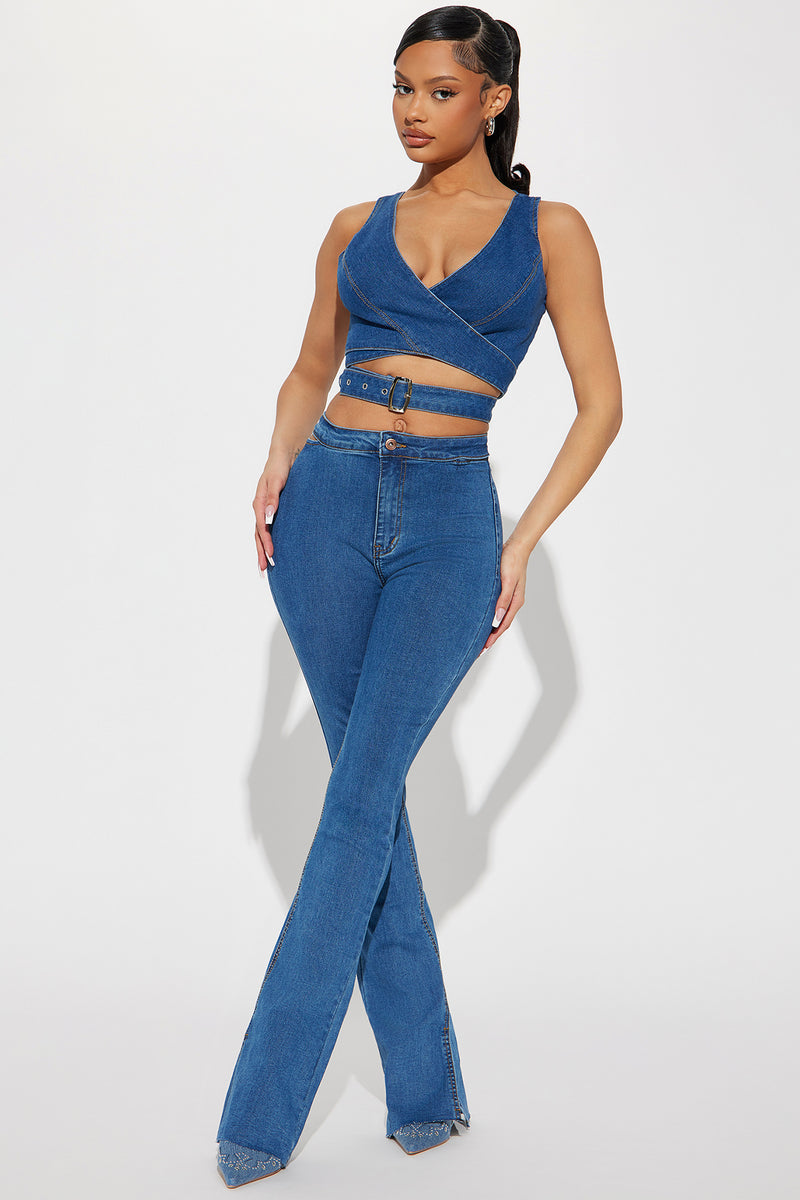 Abril Denim Top - Medium Wash | Fashion Nova, Shirts & Blouses | Fashion Nova
