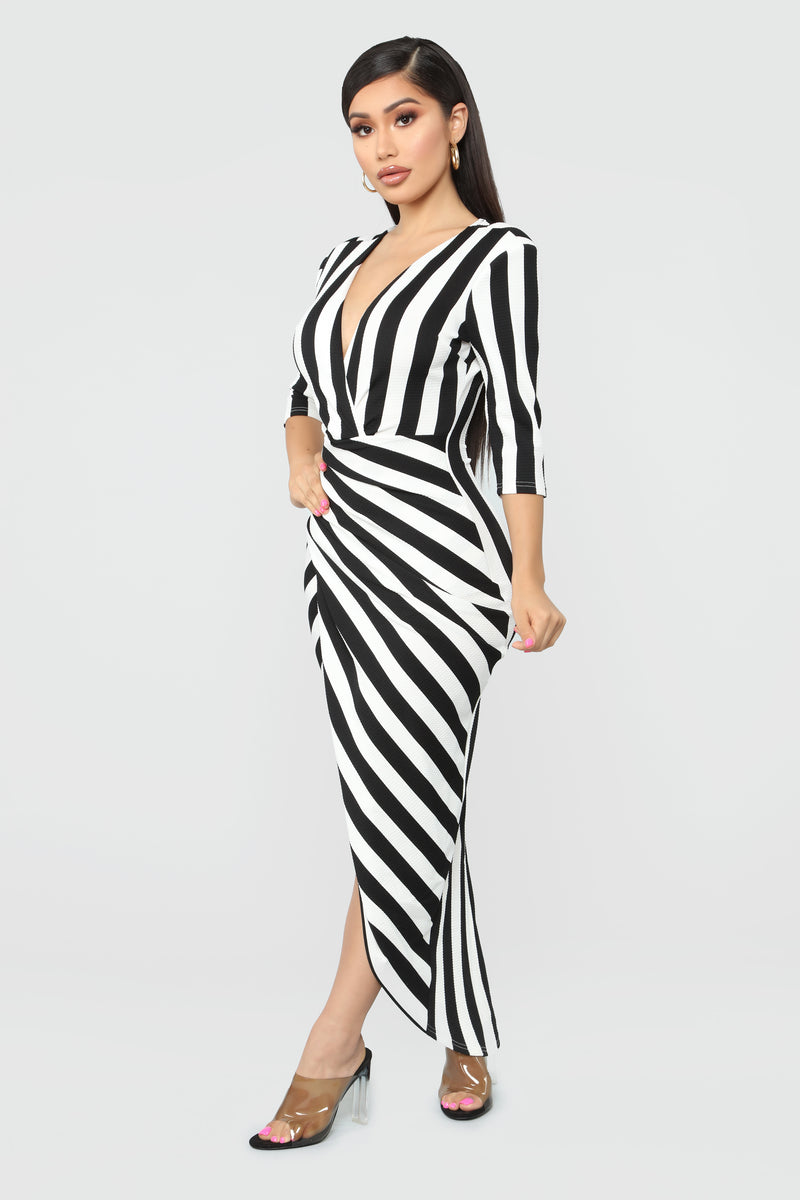 Keep Holding On Stripe Midi Dress Black White Fashion Nova Dresses