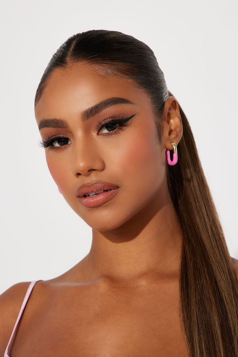 Atlas Hoop Earrings - Pink | Fashion Nova, Jewelry | Fashion Nova