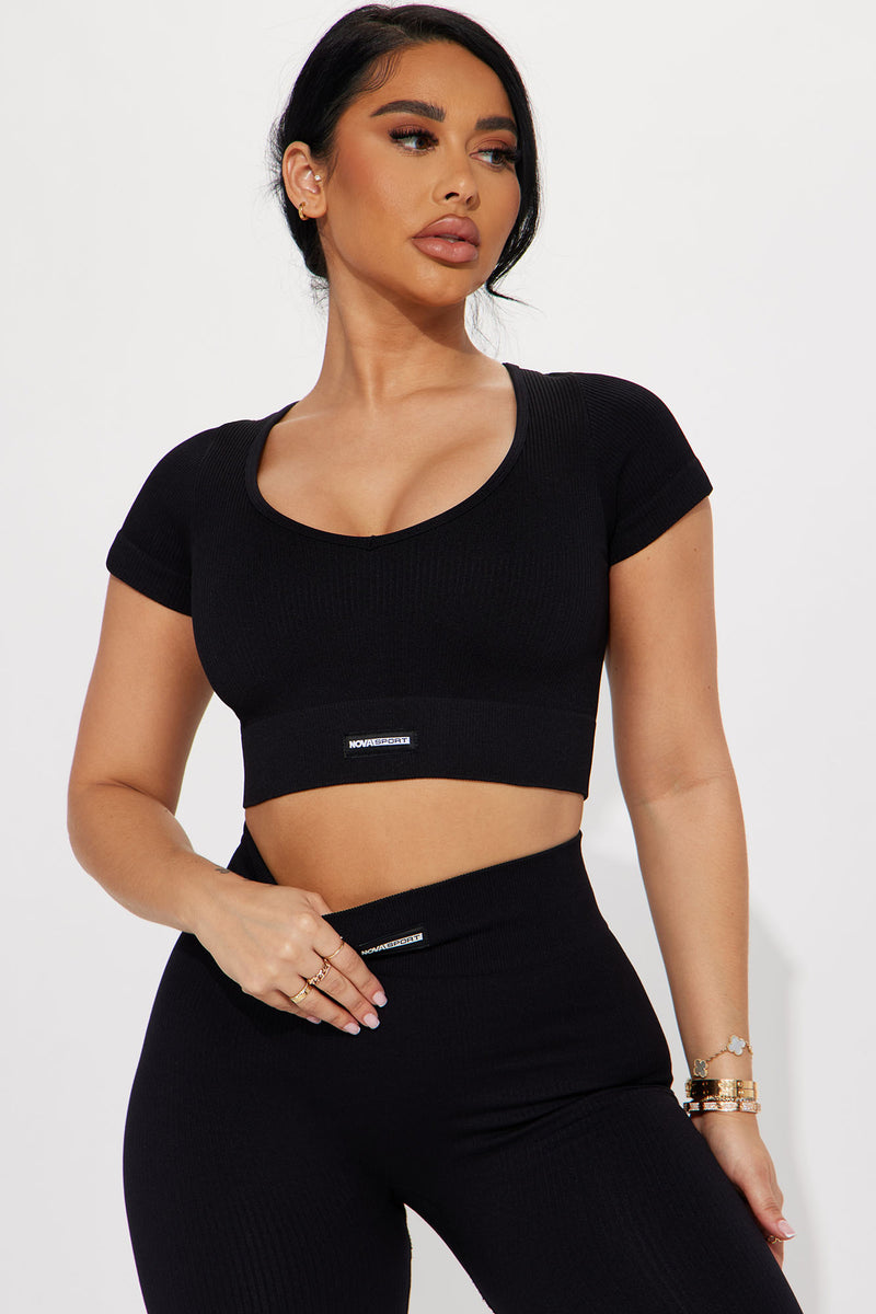 Effortless Celestine Ribbed Seamless Top Black Fashion Nova Nova