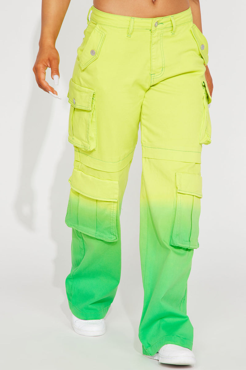Soleil Ombre Baggy Cargo Jean - Lime | Fashion Nova, Jeans | Fashion Nova