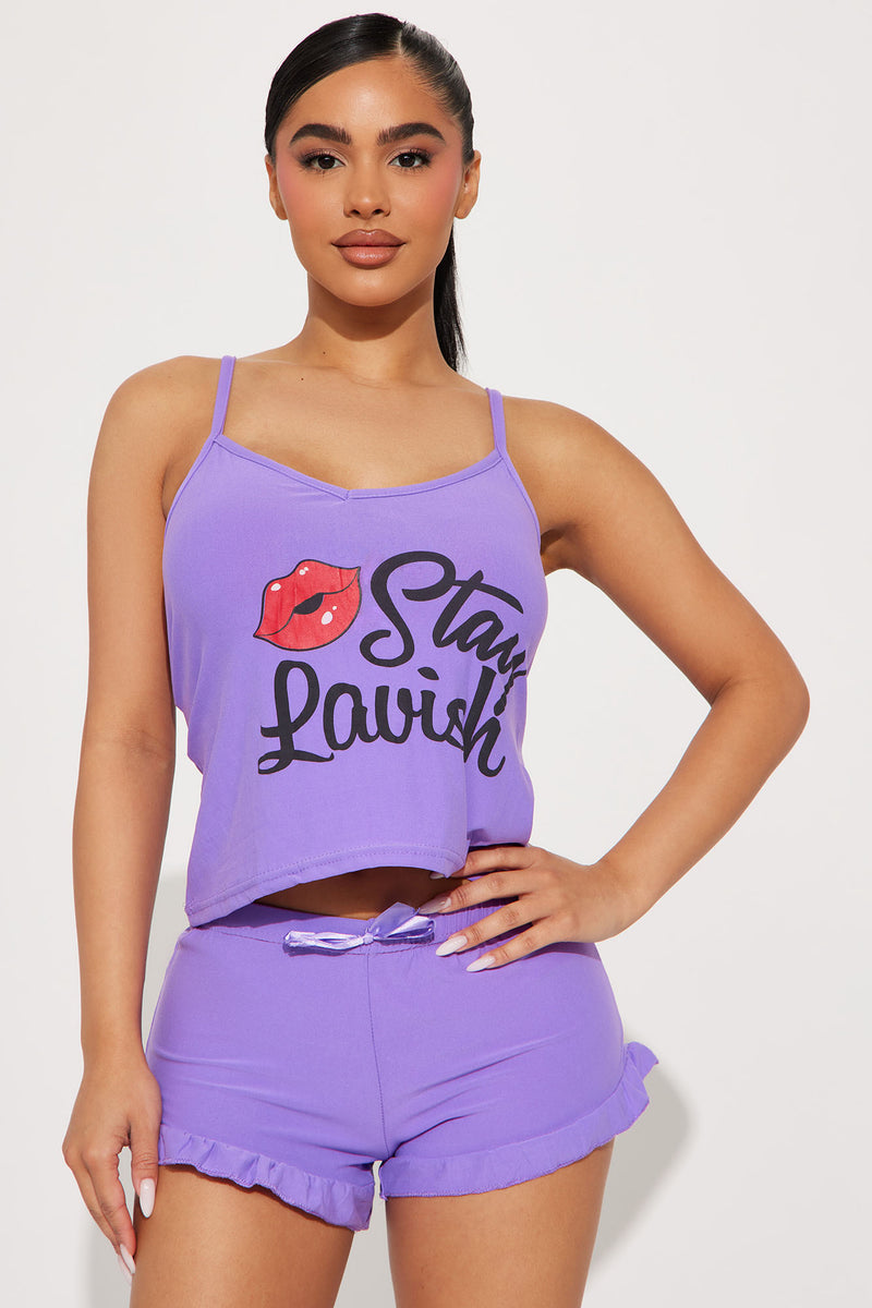 Stay Lavish PJ Short Set - Purple | Fashion Nova, Lingerie & Sleepwear | Fashion Nova