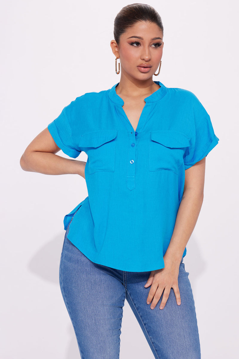 Always Carried Away Linen Top - Cobalt Blue | Fashion Nova, Shirts & Blouses | Fashion Nova