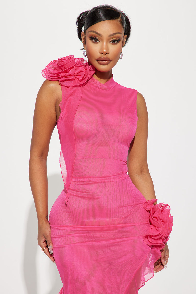 Romance Mesh Maxi Dress - Hot Pink | Fashion Nova, Dresses | Fashion Nova