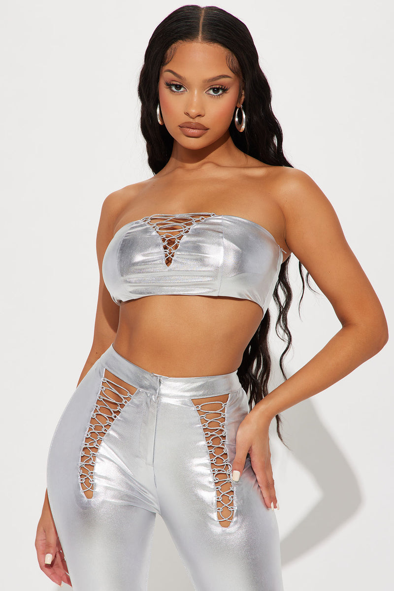 Laurell Metallic Legging Set - Silver | Fashion Nova, Matching Sets | Fashion Nova