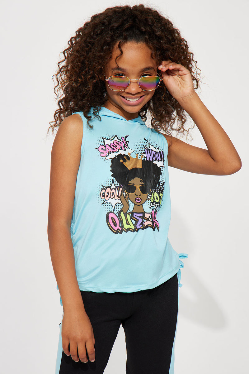 Mini Bossy Queen Knit Biker Short Set - Aqua | Fashion Nova, Kids Sets | Fashion Nova