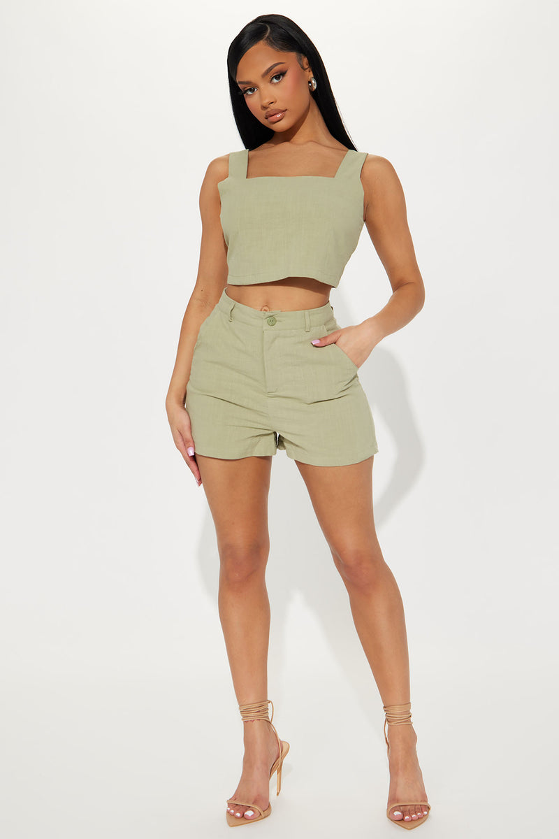 New Love Linen Short Set - Olive | Fashion Nova, Matching Sets | Fashion Nova