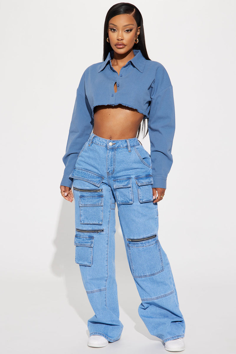 Vanya Cropped Shirt - Denim | Fashion Nova, Shirts & Blouses | Fashion Nova