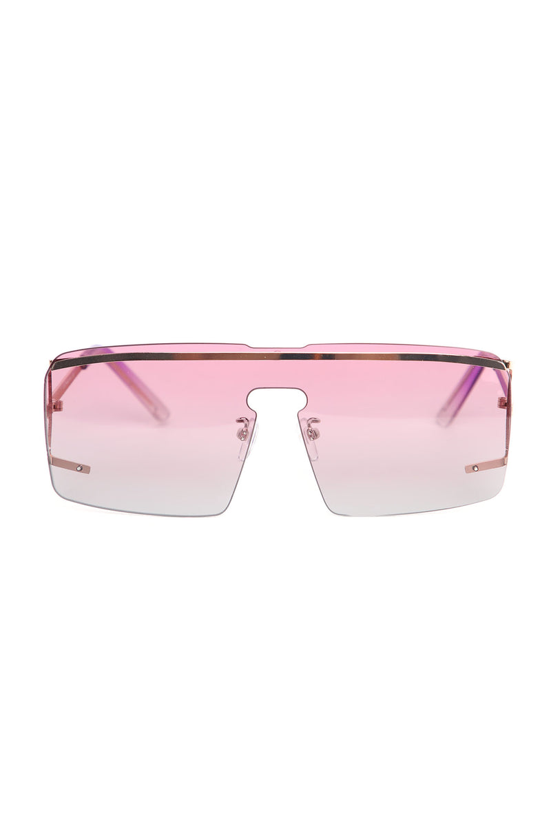 Leveling Up Shield Sunglasses - Gold/Purple | Fashion Nova, Sunglasses | Fashion Nova