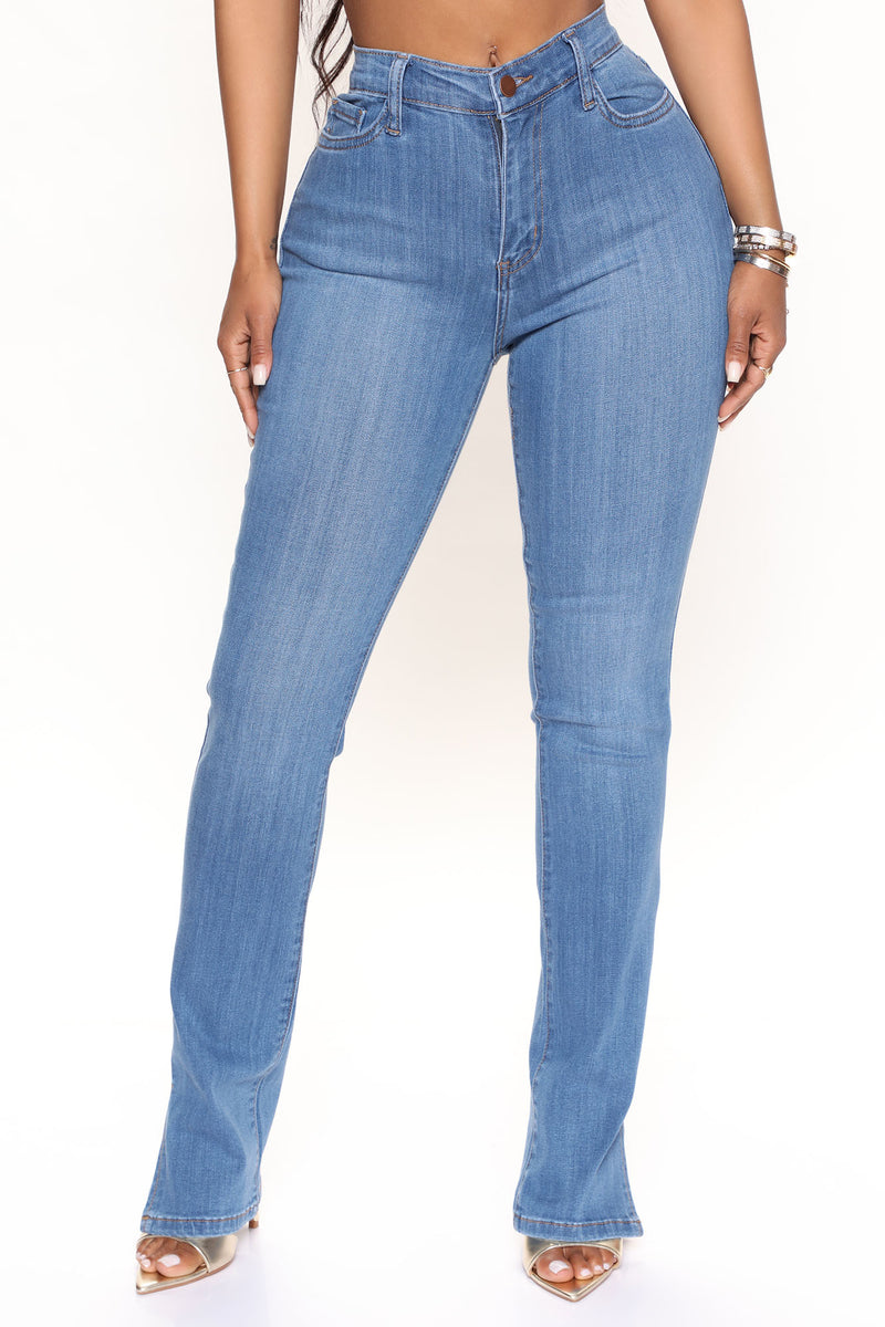 Seaside Side Slit Skinny Jeans Medium Blue Wash Fashion Nova Jeans