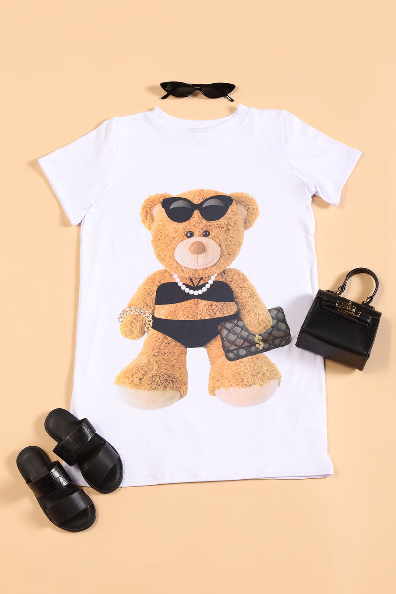 Mini Boujee Bear Tunic - White | Fashion Nova, Kids Tops & T-Shirts | Fashion Nova
