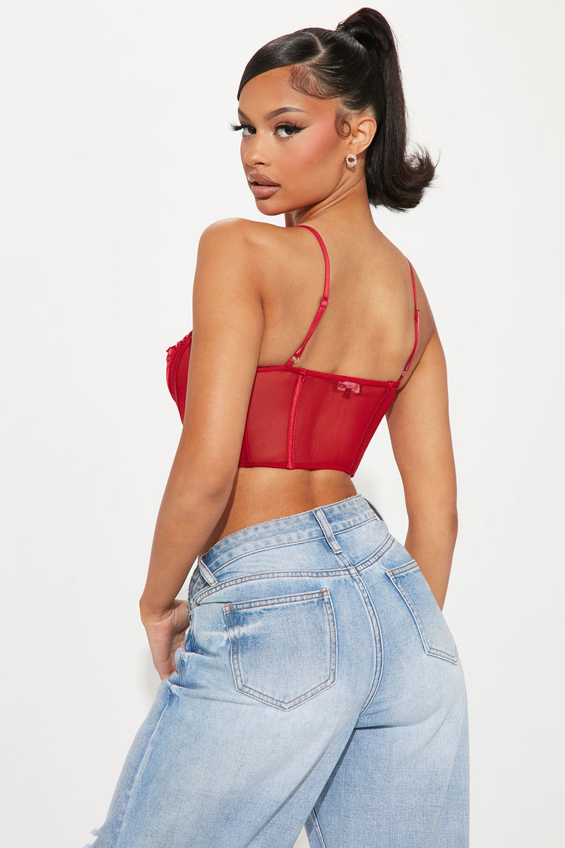 Dionne Mesh Bustier Top - Wine | Fashion Nova, Knit Tops | Fashion Nova