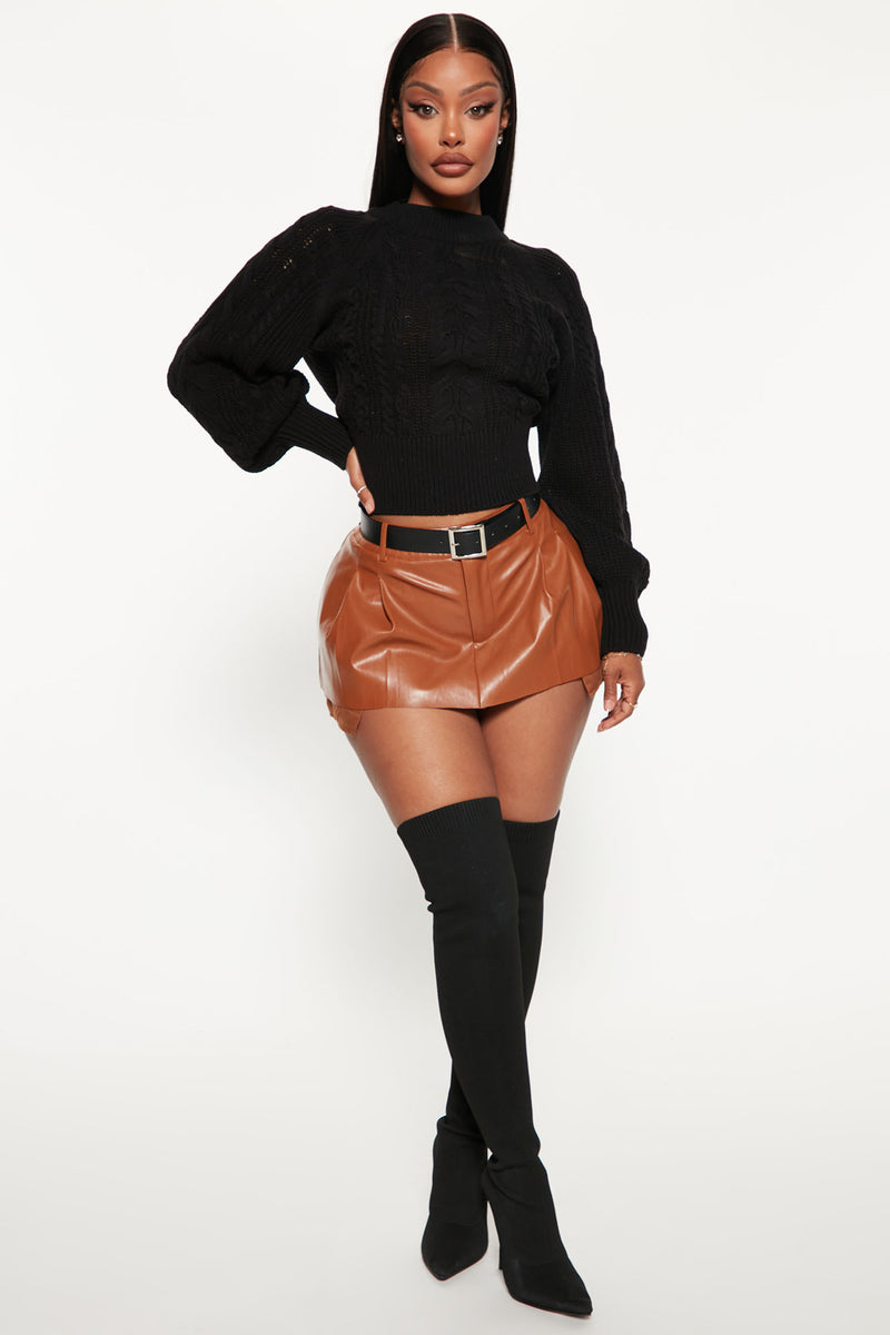 Melissa Cable Knit Cropped Sweater - Black | Fashion Nova, Sweaters | Fashion Nova