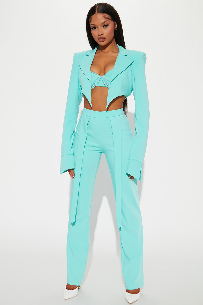 Amelia 3 Piece Blazer Pant Set - Turquoise | Fashion Nova, Matching Sets | Fashion Nova