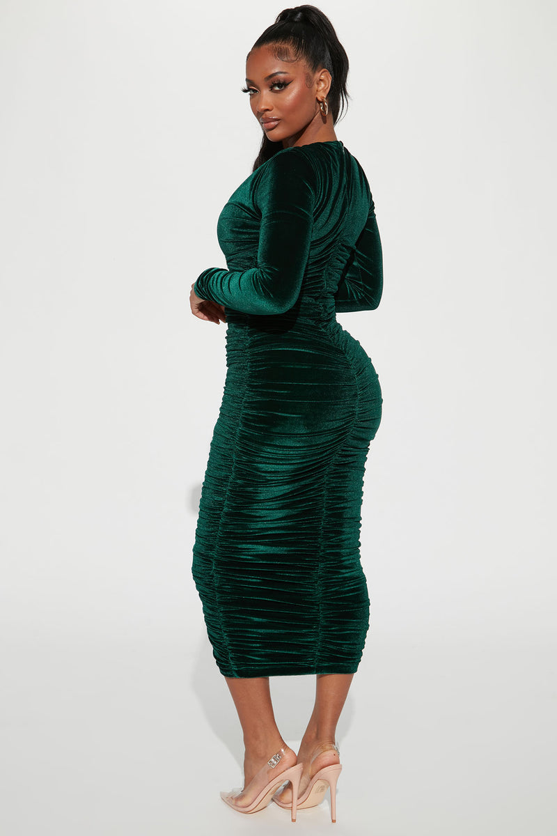 Marlene Velvet Midi Dress Hunter Fashion Nova Dresses Fashion Nova