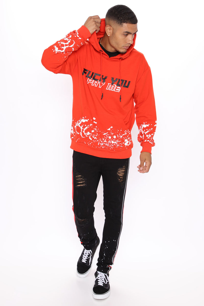 Fuck You Pay Me Pullover Hoodie Red Combo Fashion Nova Mens