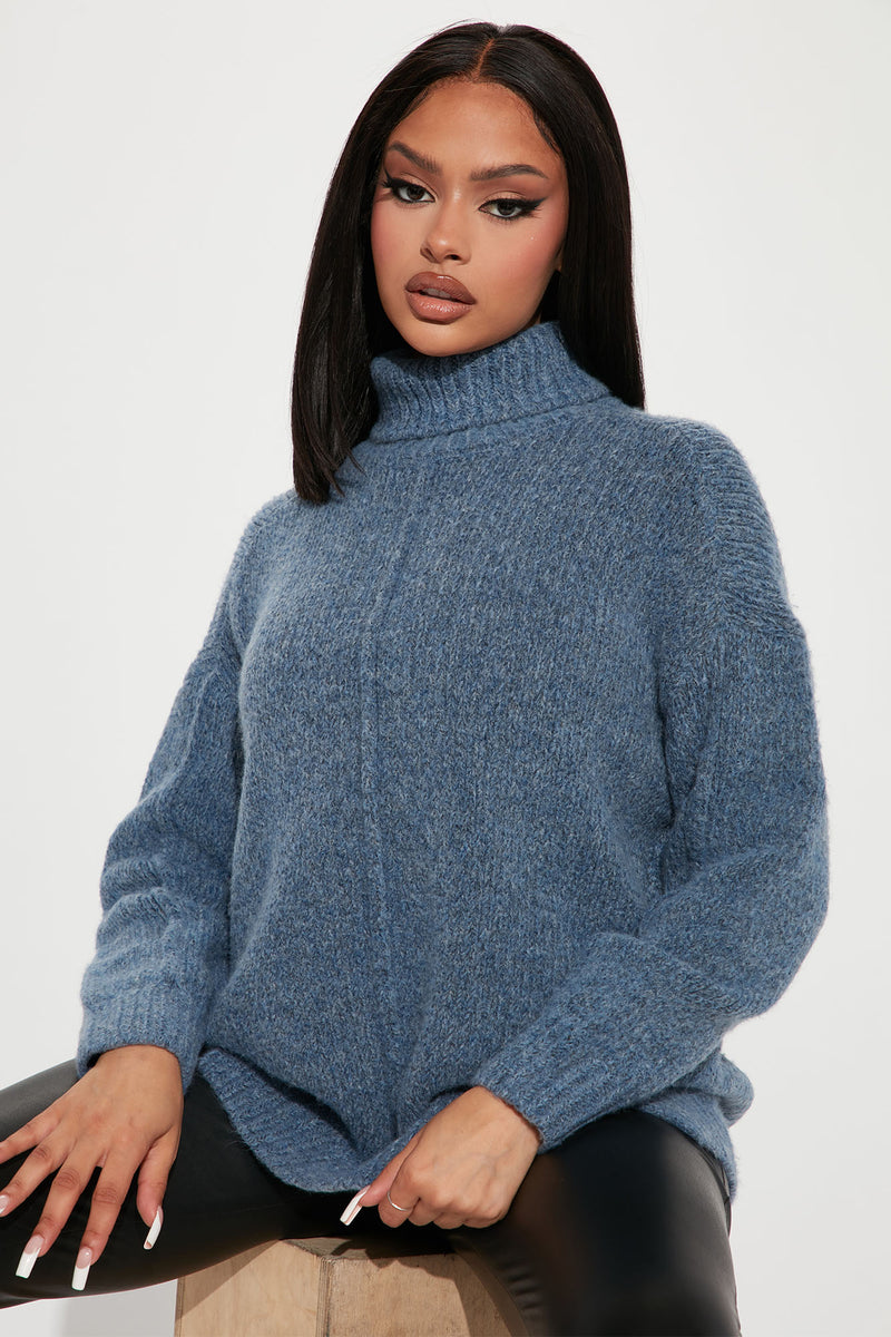 Like You Mean It Turtleneck Sweater - Blue | Fashion Nova, Sweaters 