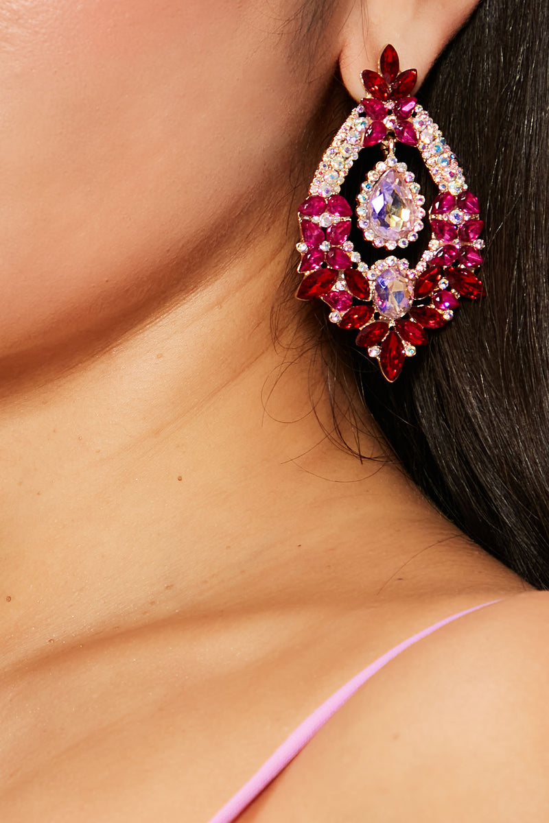 Made To Flourish Rhinestone Earrings - Pink/combo | Fashion Nova, Jewelry | Fashion Nova