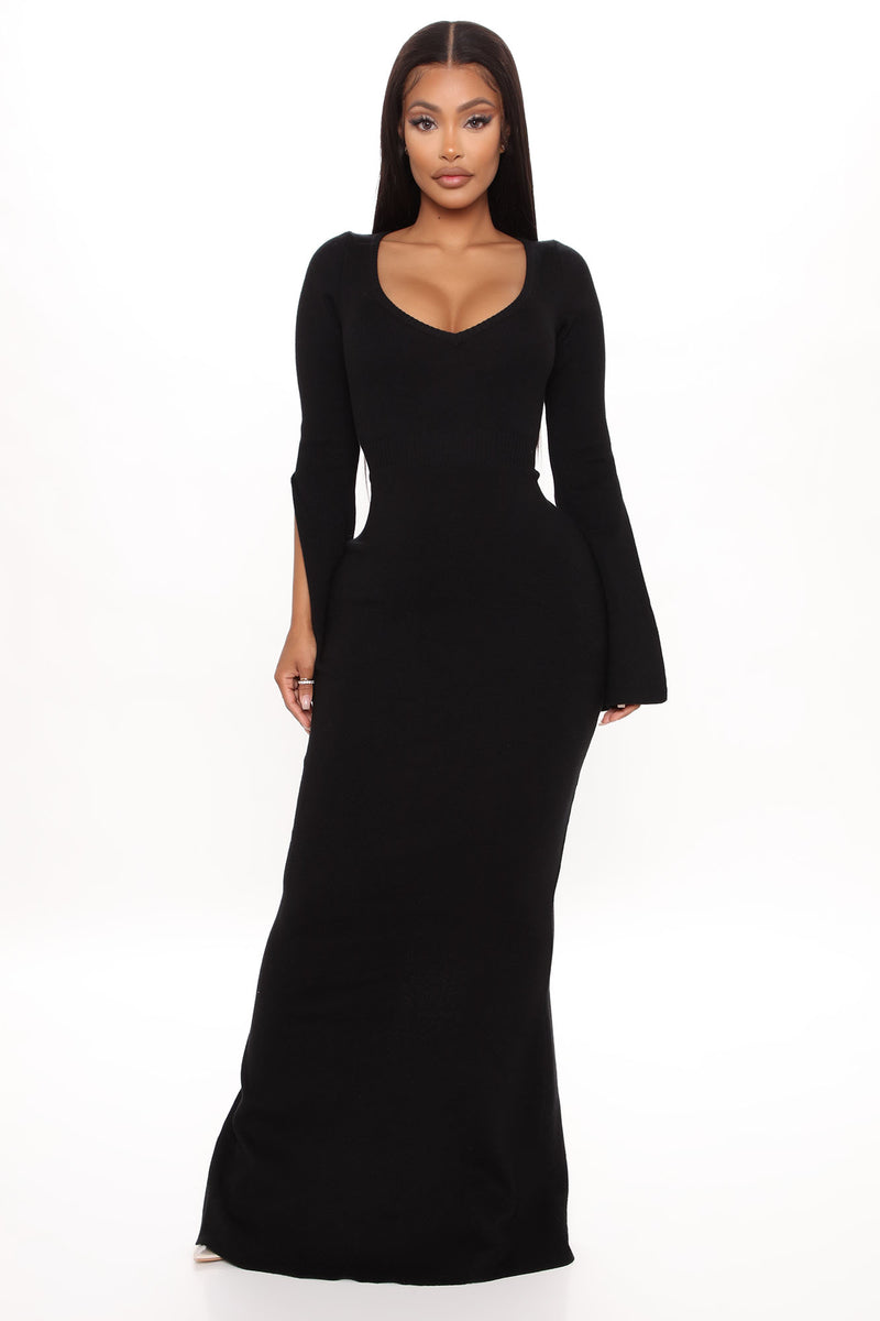 Feeling Elegant Sweater Maxi Dress Black Fashion Nova Dresses
